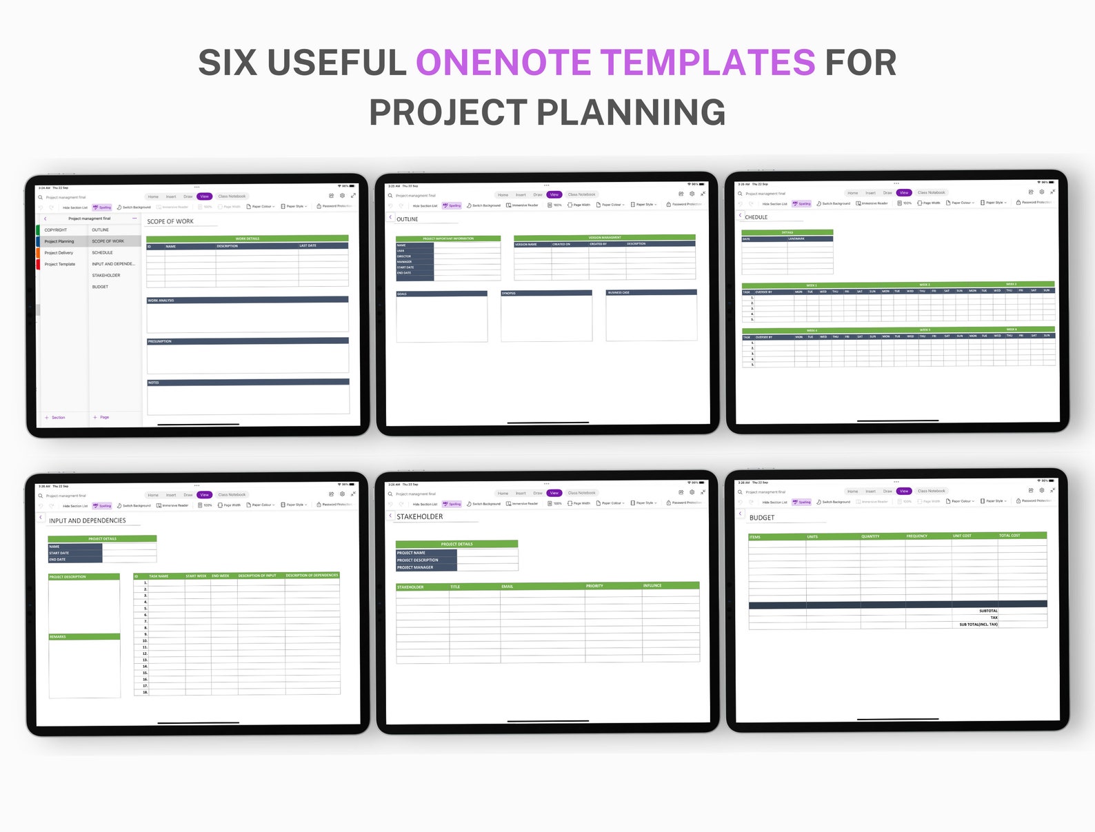 Onenote Digital Planner, Project Planner Onenote, Project Management ...