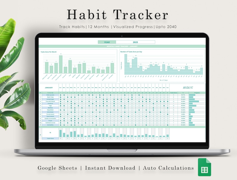 Habit Tracker Spreadsheet | Google Sheets | Daily | Weekly | Monthly ...