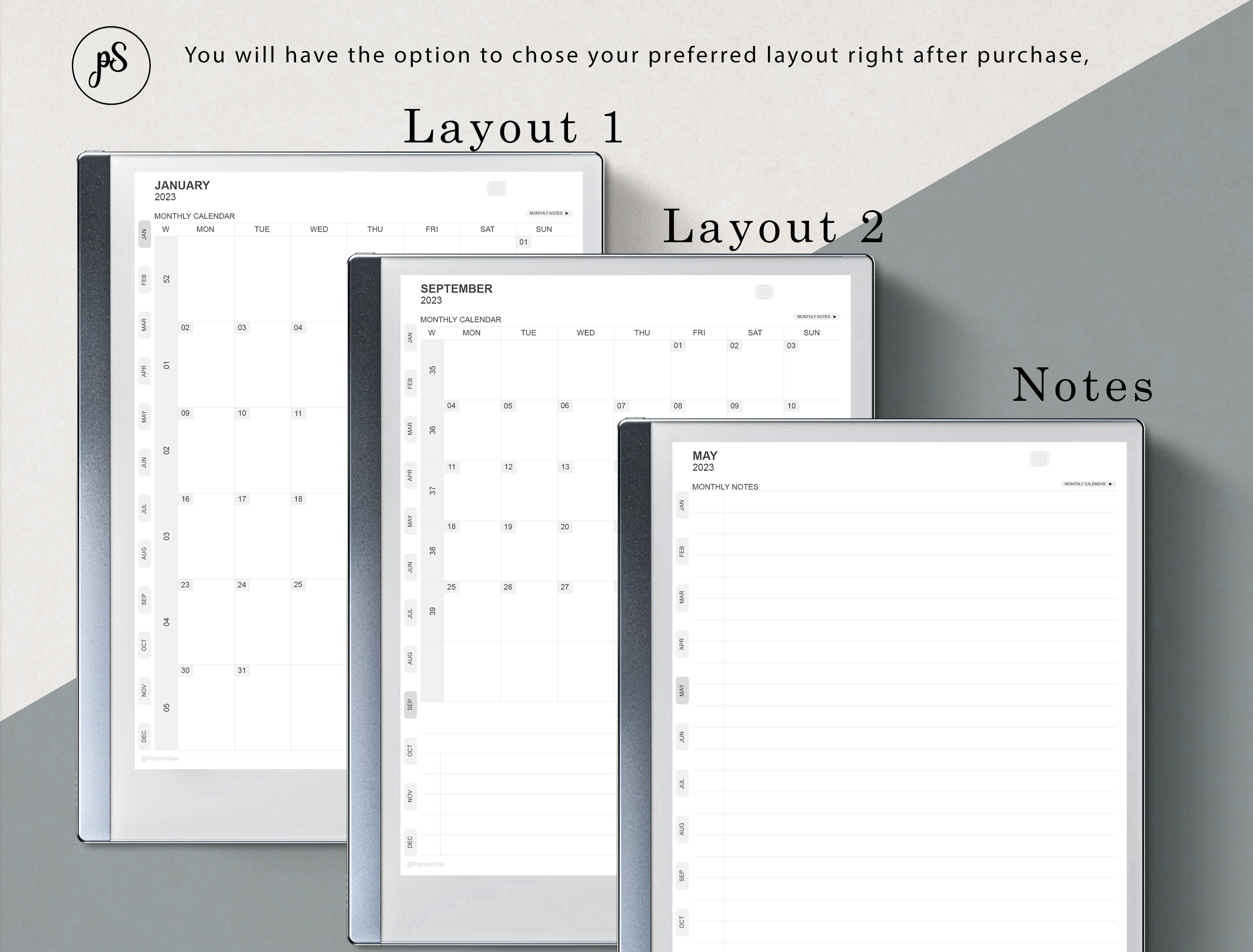 Remarkable 2 Monthly Calendar Template | Remarkable 2 Templates ...