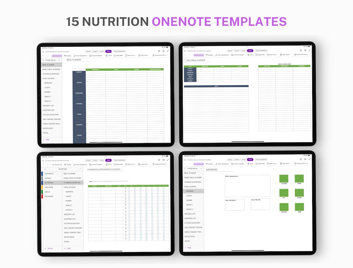 Onenote Planner, Onenote Fitness & Nutrition Planner, Onenote Digital ...