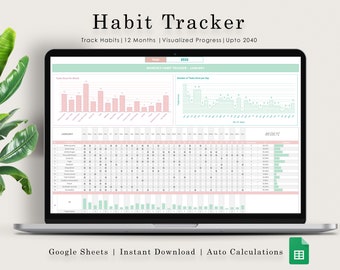 Habit Tracker Spreadsheet Google Sheets Daily Weekly Monthly Habit ...