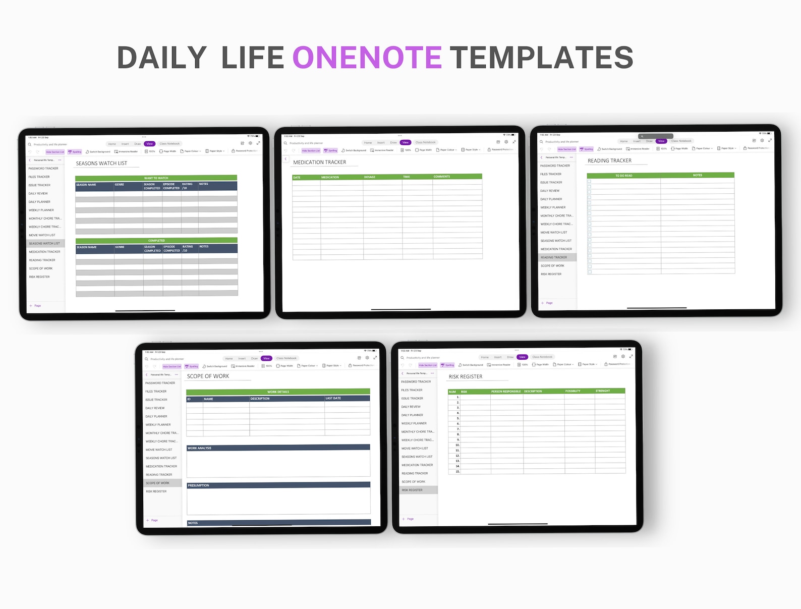 Onenote Digital Planner, Onenote Template, Project Planner Onenote ...