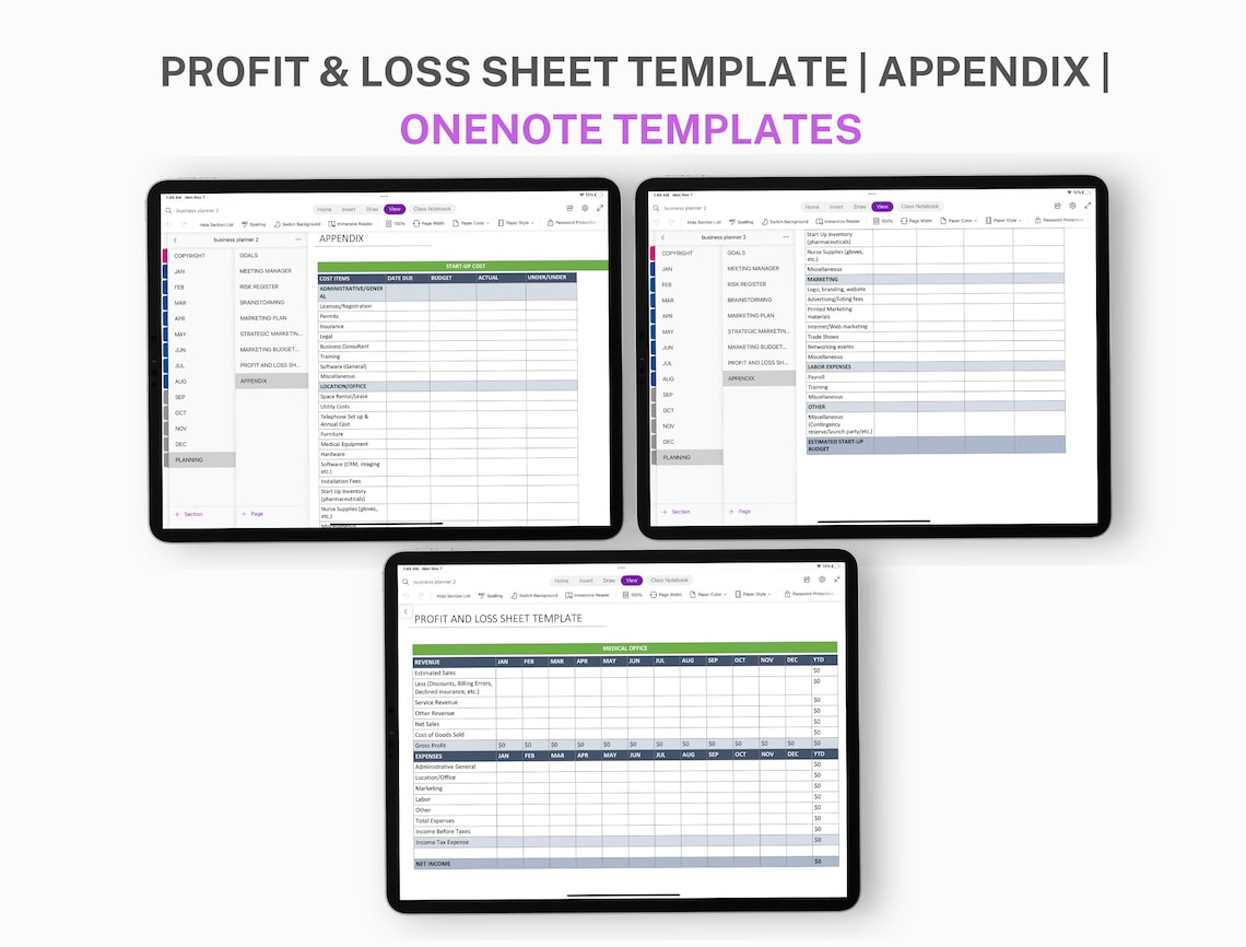 Onenote Business Planner, Onenote Digital Planner, Project Planner ...