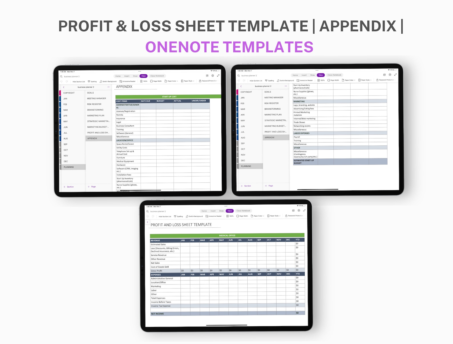 Onenote Business Planner, Onenote Digital Planner, Project Planner ...