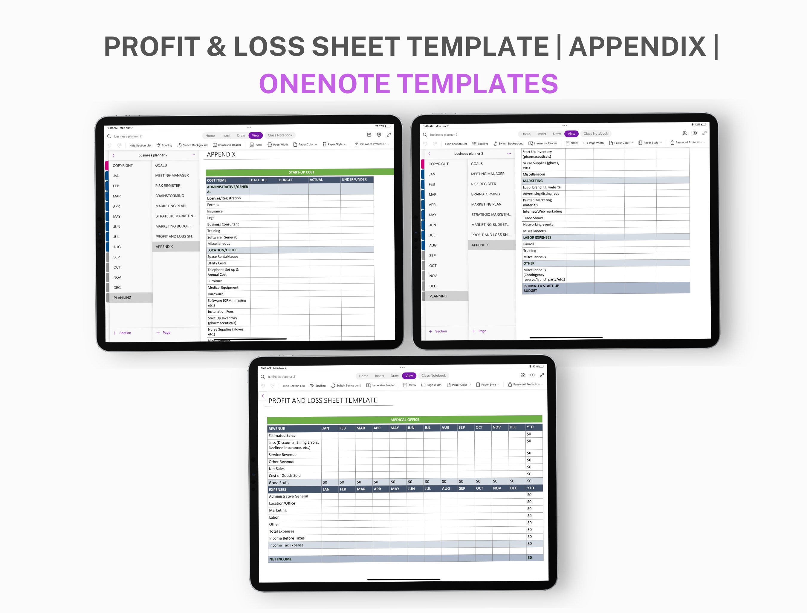 Onenote Business Planner, Onenote Digital Planner, Project Planner ...
