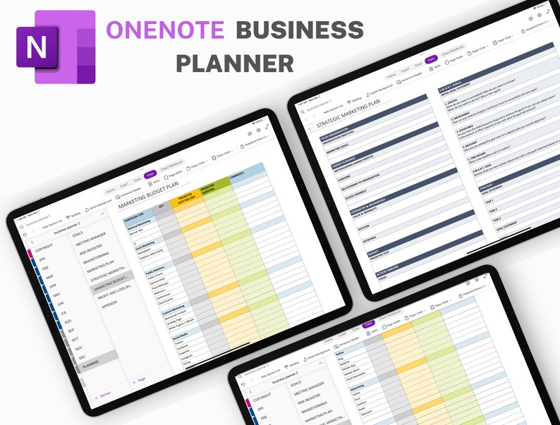 Onenote Business Planner Onenote Digital Planner Project - Etsy