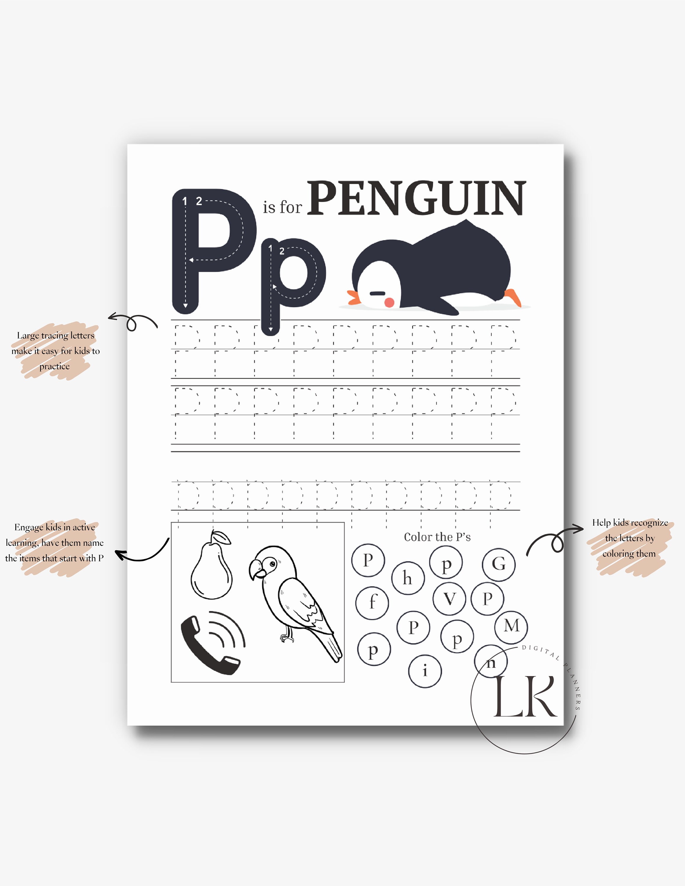ABC Color Pages, Alphabet Tracing Worksheet, Digital Download Coloring ...