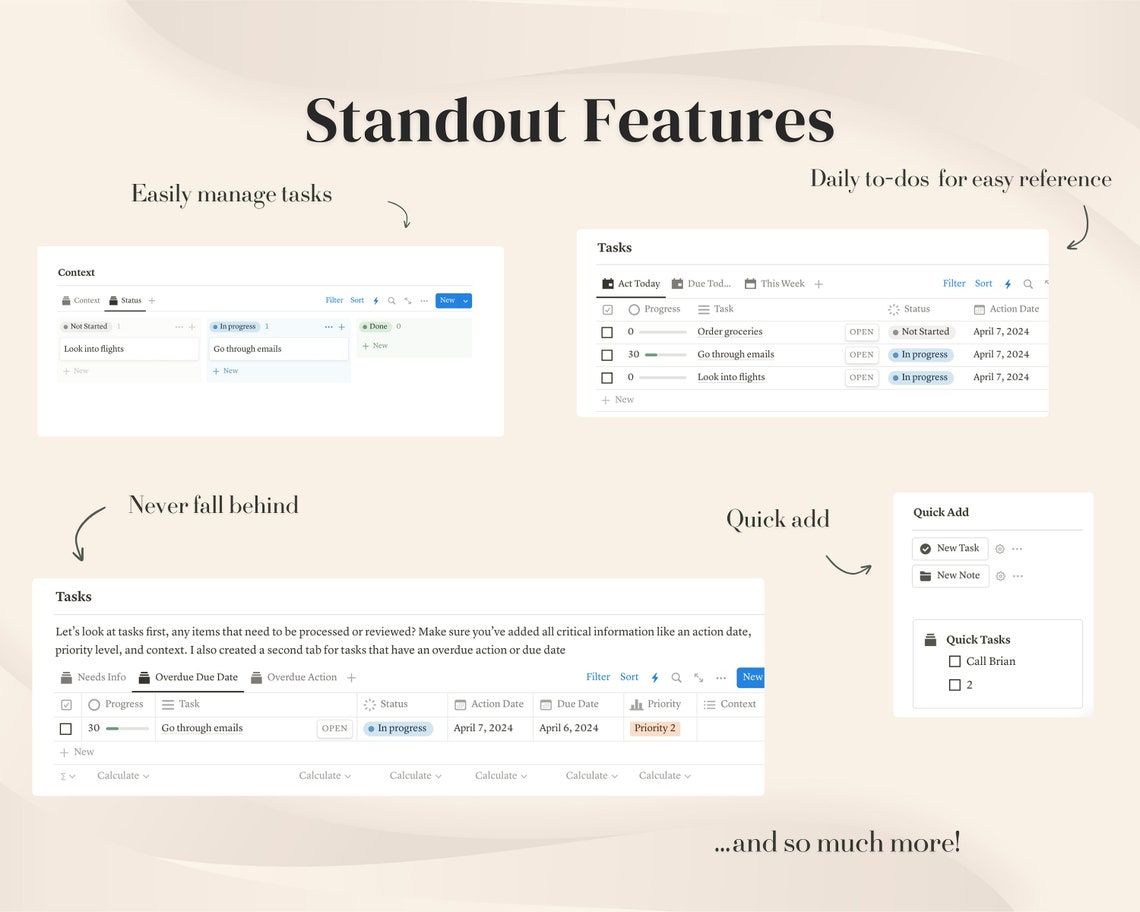 GTD Notion Template, GTD Notion Planner, Task Planner, All in One ...