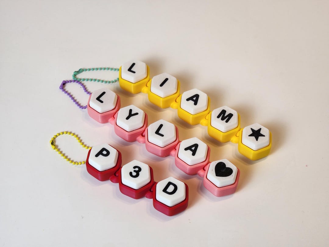 Custom Name Keychain 3D Printed With Clicky Fidget Letters ...
