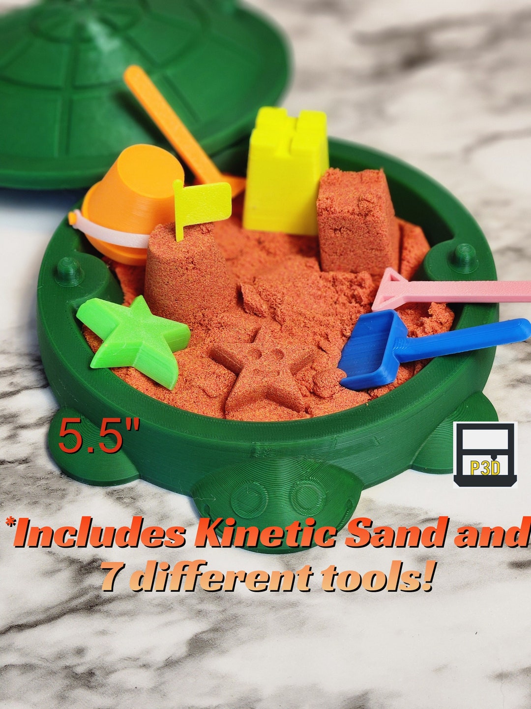Turtle Sandbox for Desktop Pretend Play (includes Kinetic Sand and ...