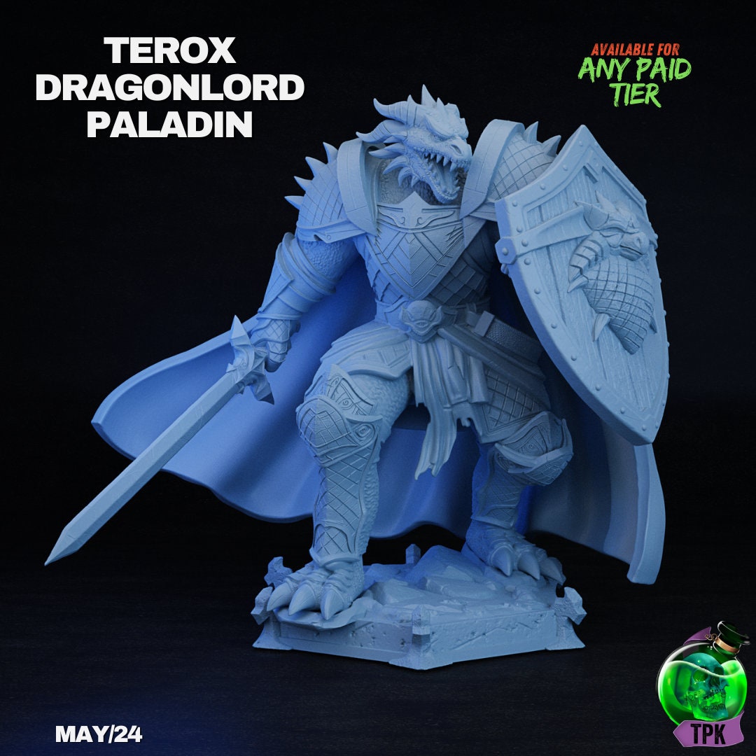 Dragonborn Paladin Miniature Terox Dragonlord Paladin 3D Printed Mini ...