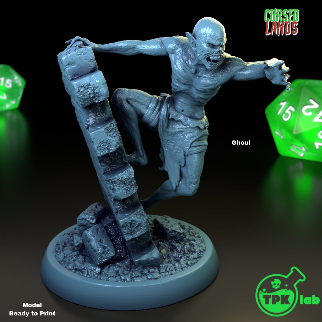 Ghoul Miniatures Undead 3D Printed Mini Tpklab Dungeons and Dragons D&D ...