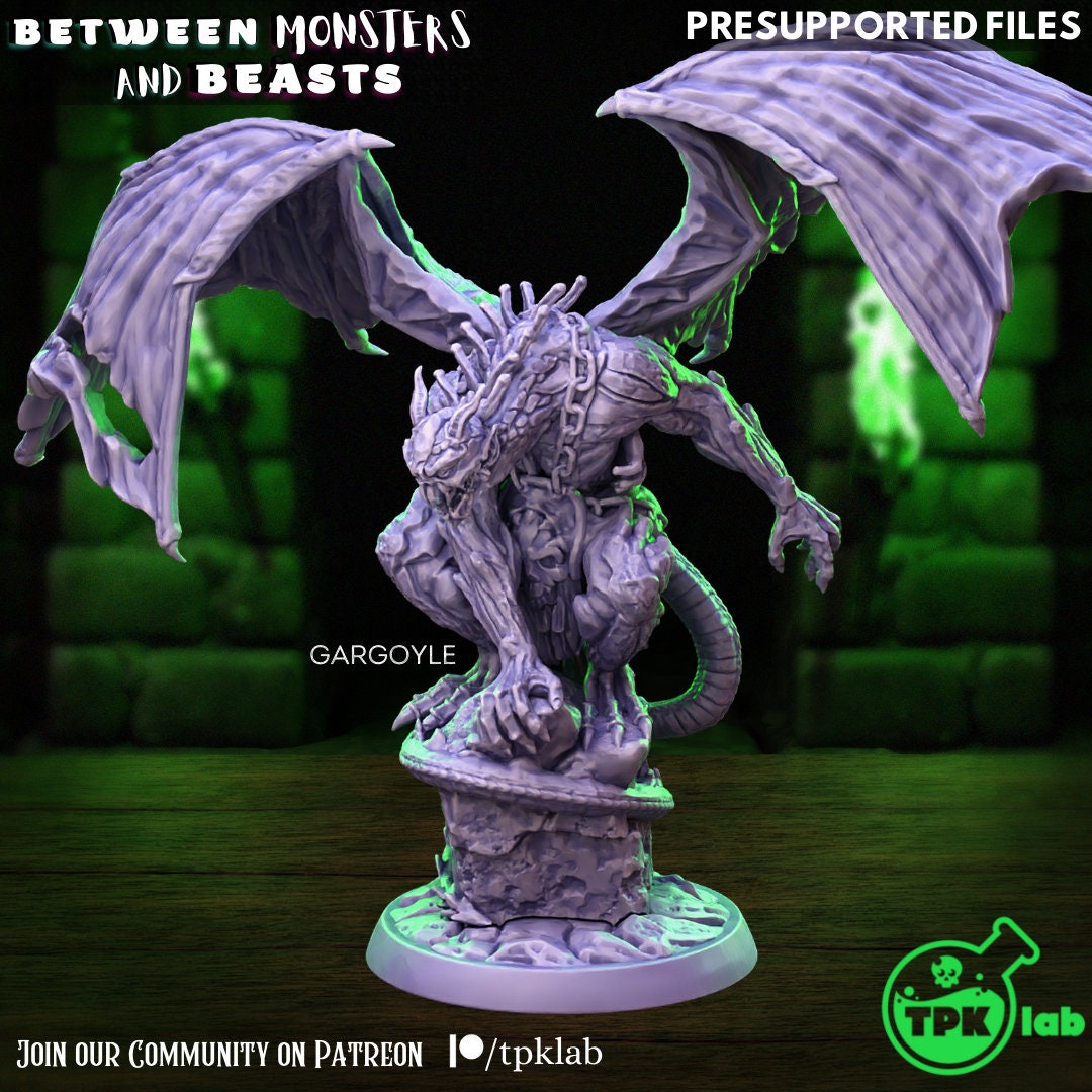 Gargoyle Miniature Stone Gargoyle 3D Printed Mini Tpklab Dungeons and ...
