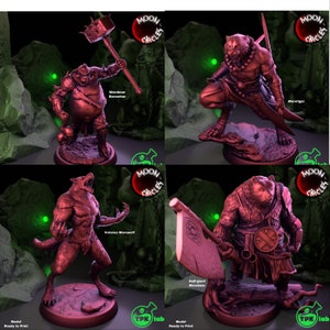 Werewolf Werebear Weretiger Wereboar Miniatures 3D Printed Mini Tpklab ...