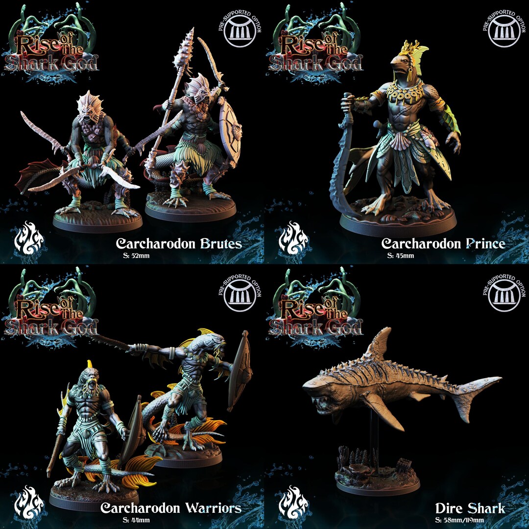 Shark Warriors Miniatures Squaloan Sea Creature Monster Mini 3D Printed ...