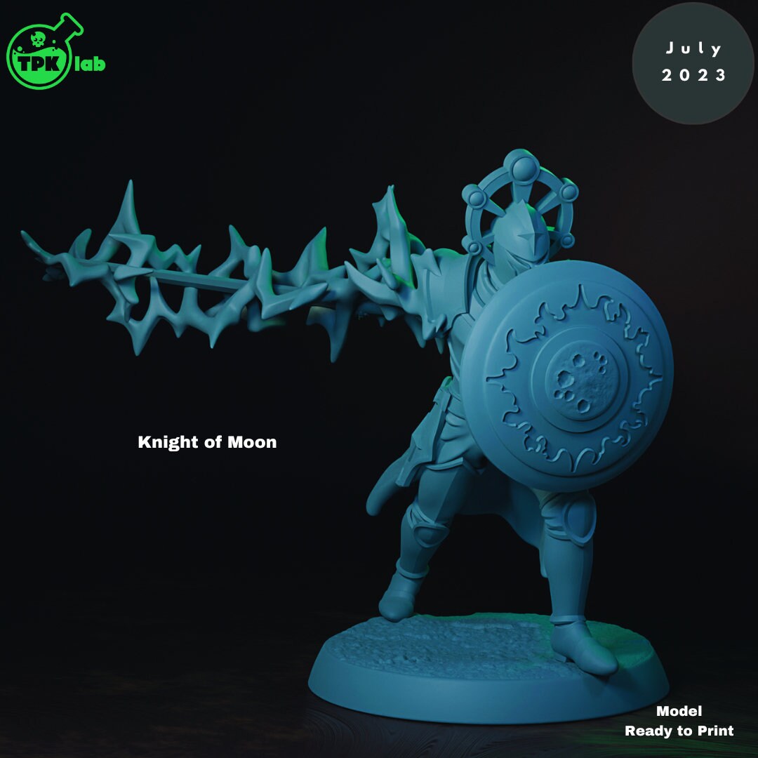 Paladin Knight Warrior Miniature Knight of the Moon 3D Printed Mini ...