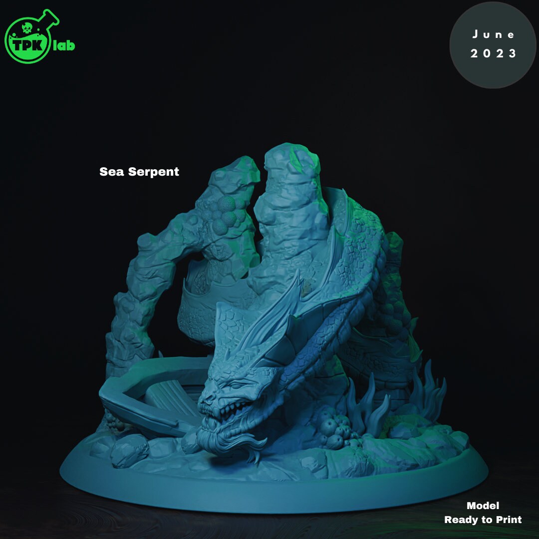 Sea Serpent Miniature Sea Snake Ocean Monster 3D Printed Mini Tpklab ...