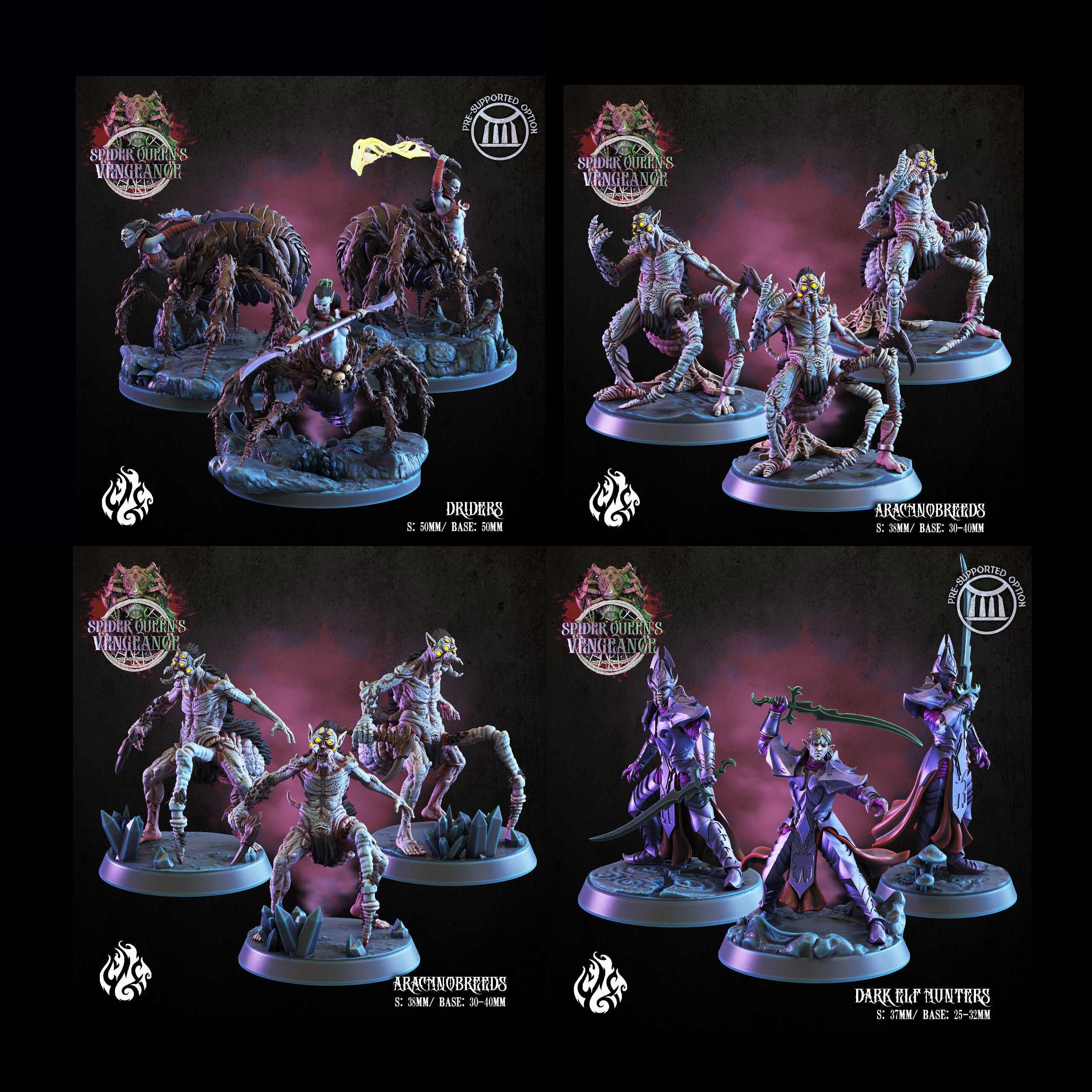 Drow / Dark Elf Miniatures Spider Queen's Vengeance From Crippled God ...