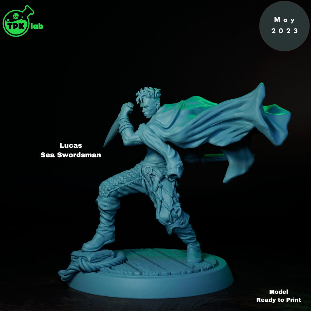 Pirate Rogue Fighter Miniature Lucas Sea Swordsman 3D Printed Mini ...