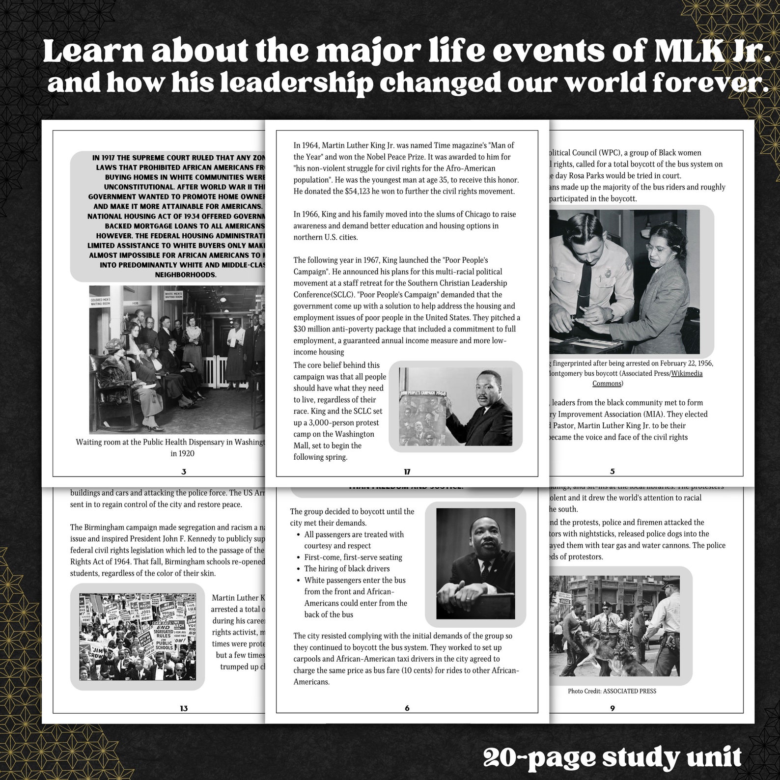 Dr. Martin Luther King Jr. Study Unit Civil Rights Black History ...