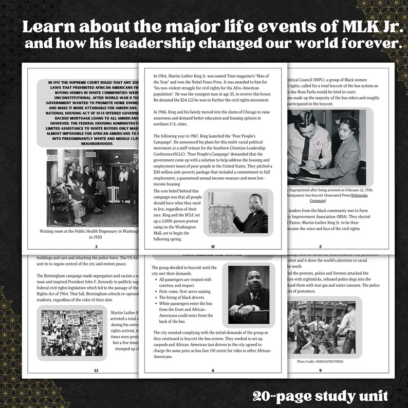 Dr. Martin Luther King Jr. Study Unit | Civil Rights | Black History ...