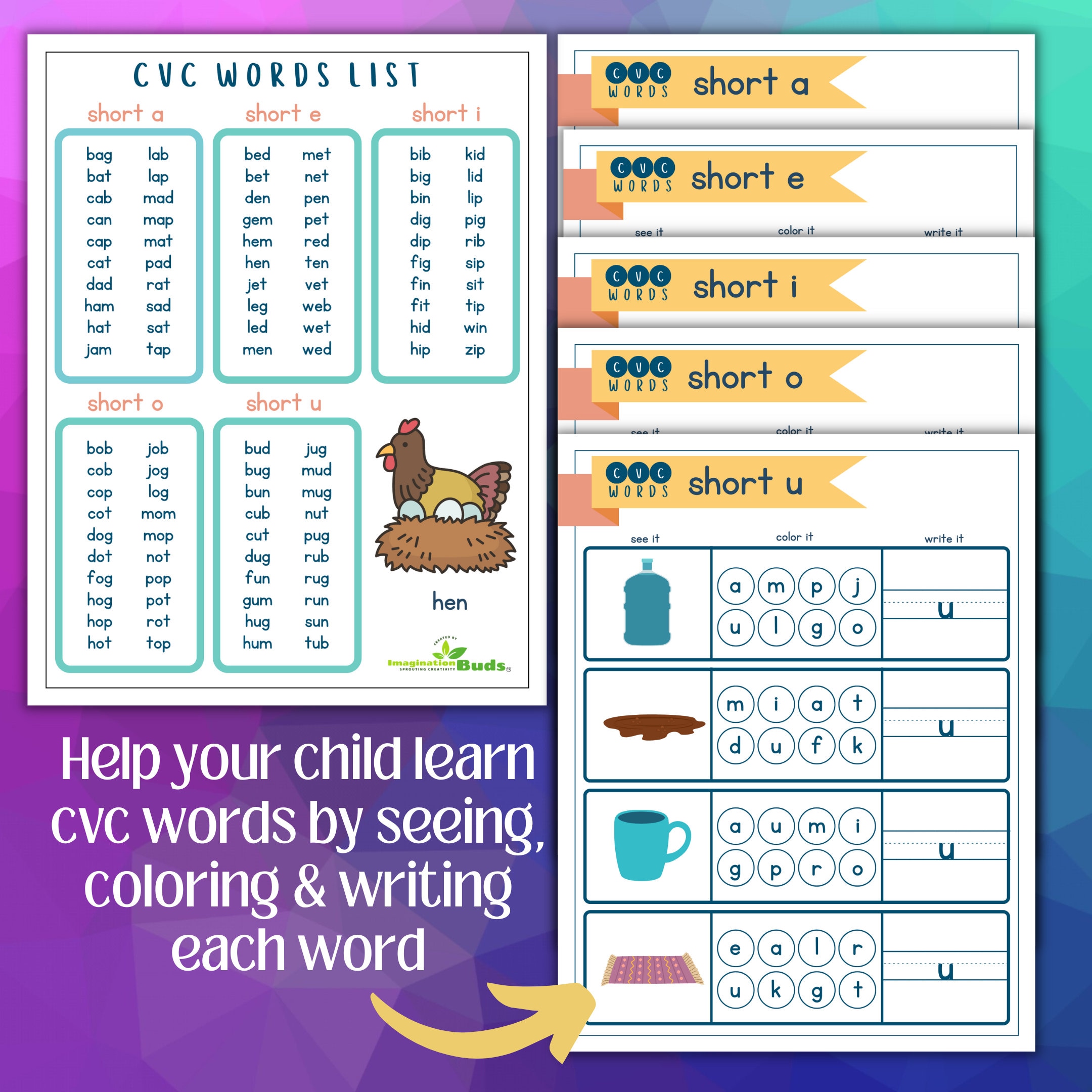 CVC Words | Consonant, Vowel and Consonant Sound | Digital Download ...