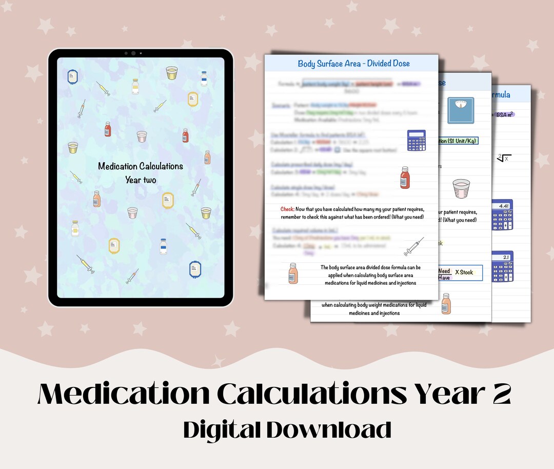 Nursing Drug Calculations, Digital Download, Dosage Calculations Year 2 ...