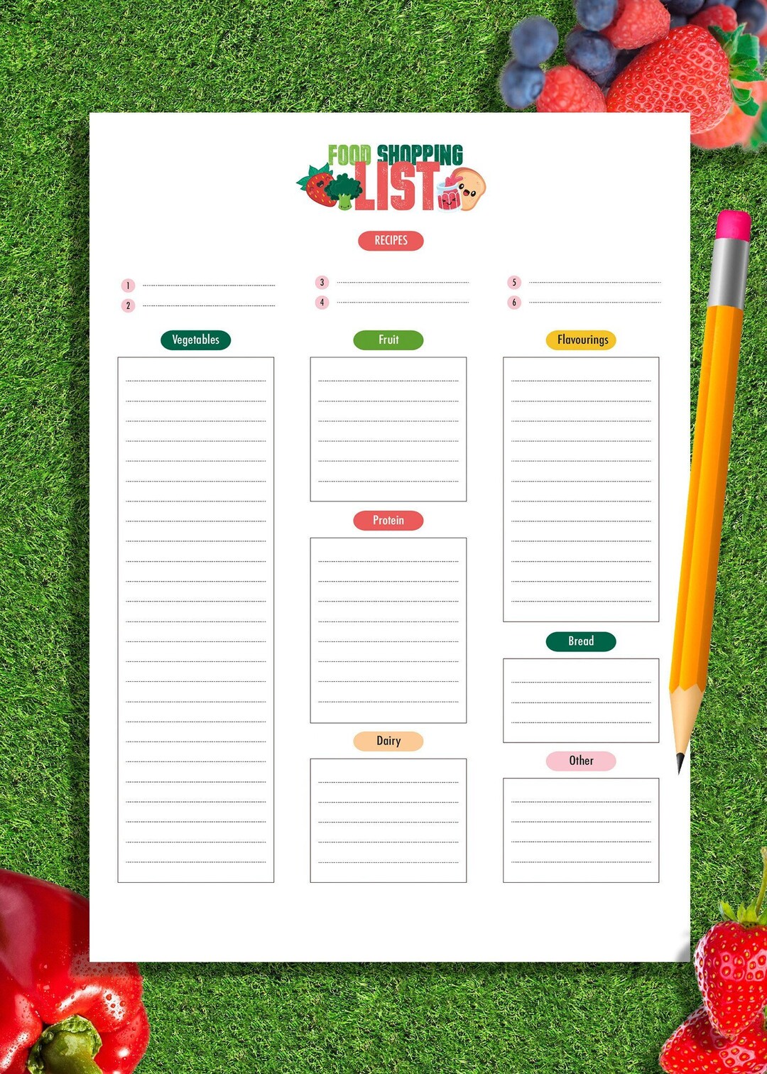 A4 Printable Fun Grocery List /shopping List - Etsy