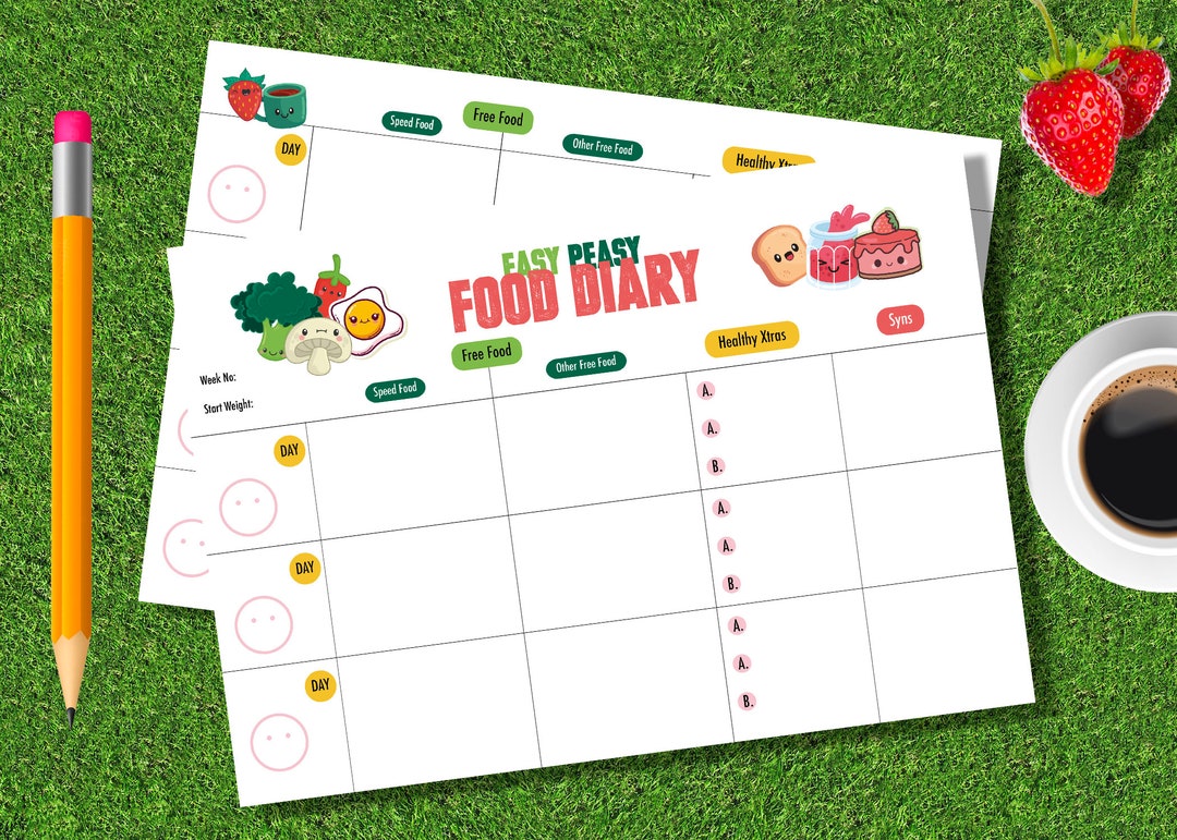 4 X A5 Fun Food Weekly Diary Sheets - Etsy UK