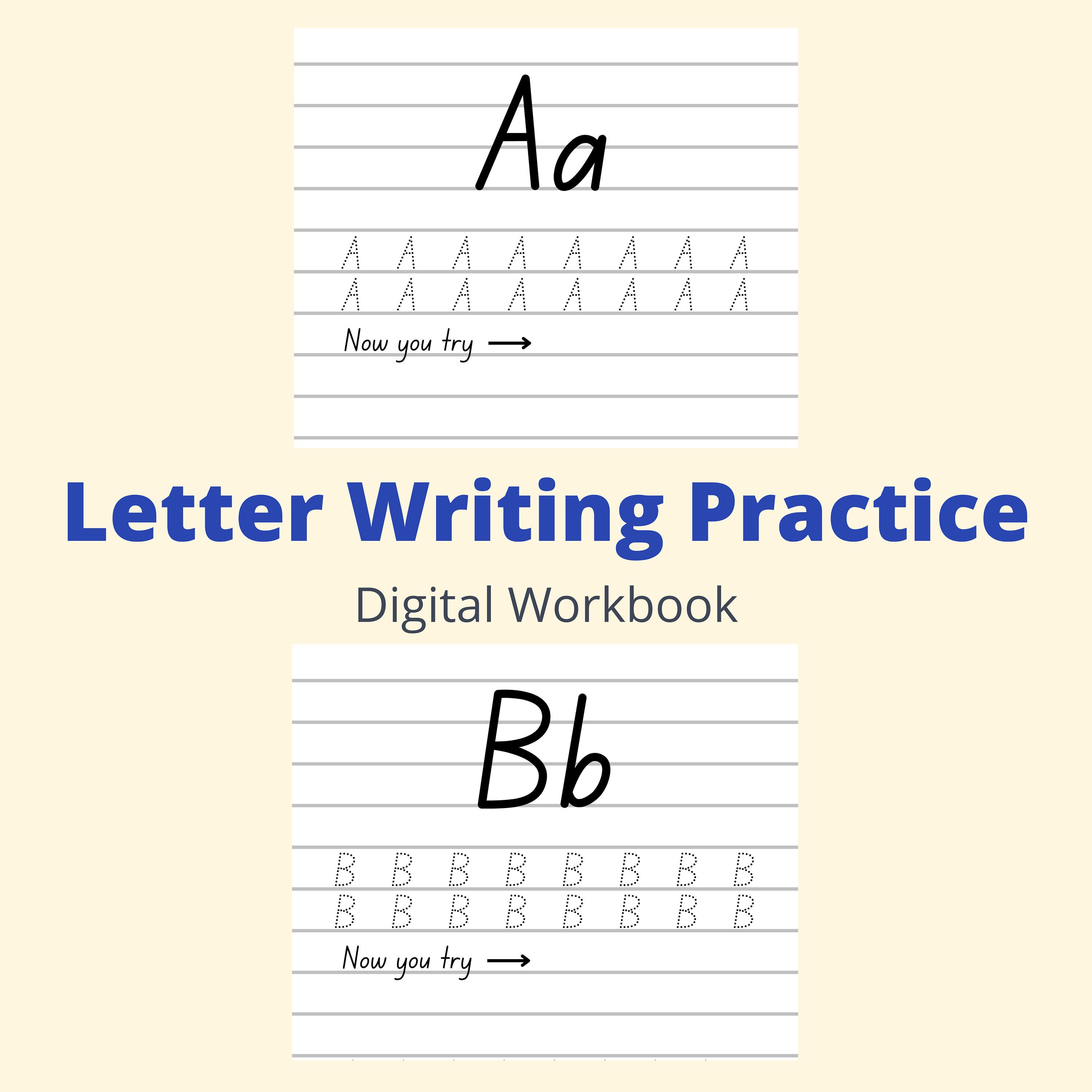 Workbook Letter Writing Practice english - Etsy