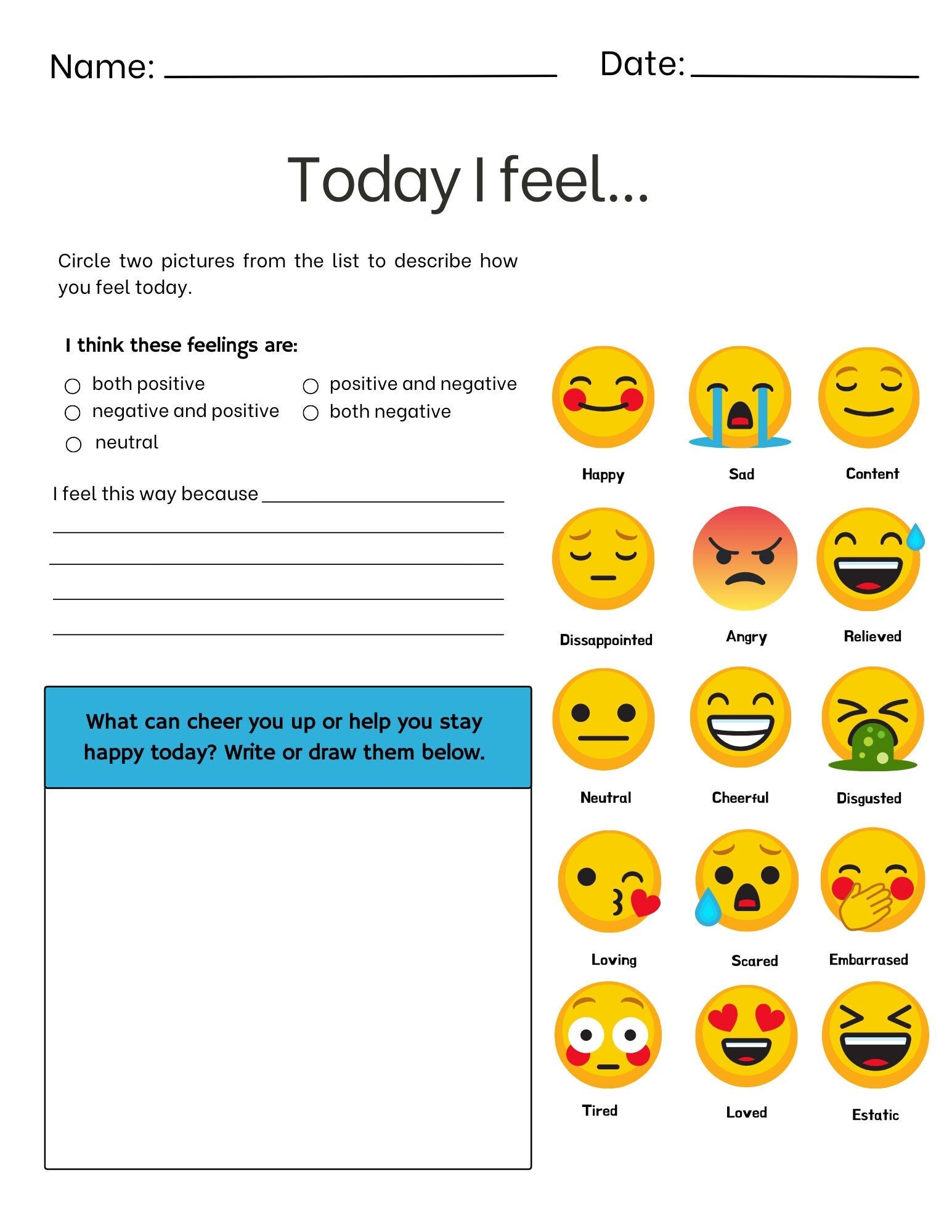 Emotion Chart Activity, Feelings Coping Skills for Kids, Emotions Scale ...