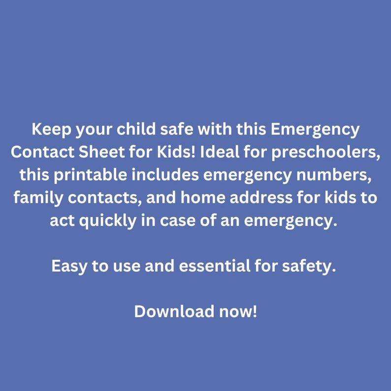 Essential Emergency Contact Sheet for Kids | Safety Guide for Parents ...