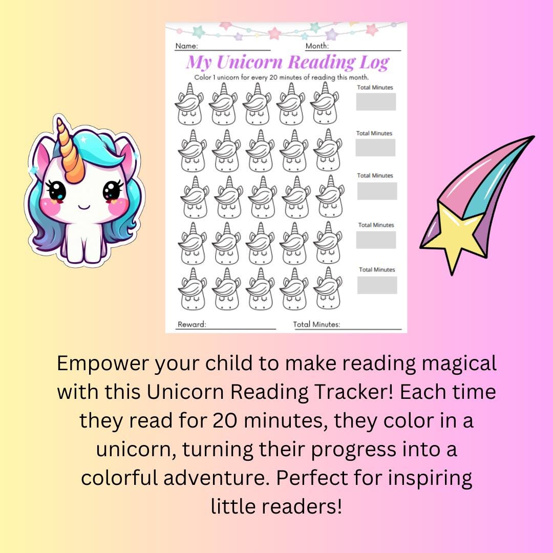Unicorn Kids Reading Log Printable, Printable Reading Log for Kids ...