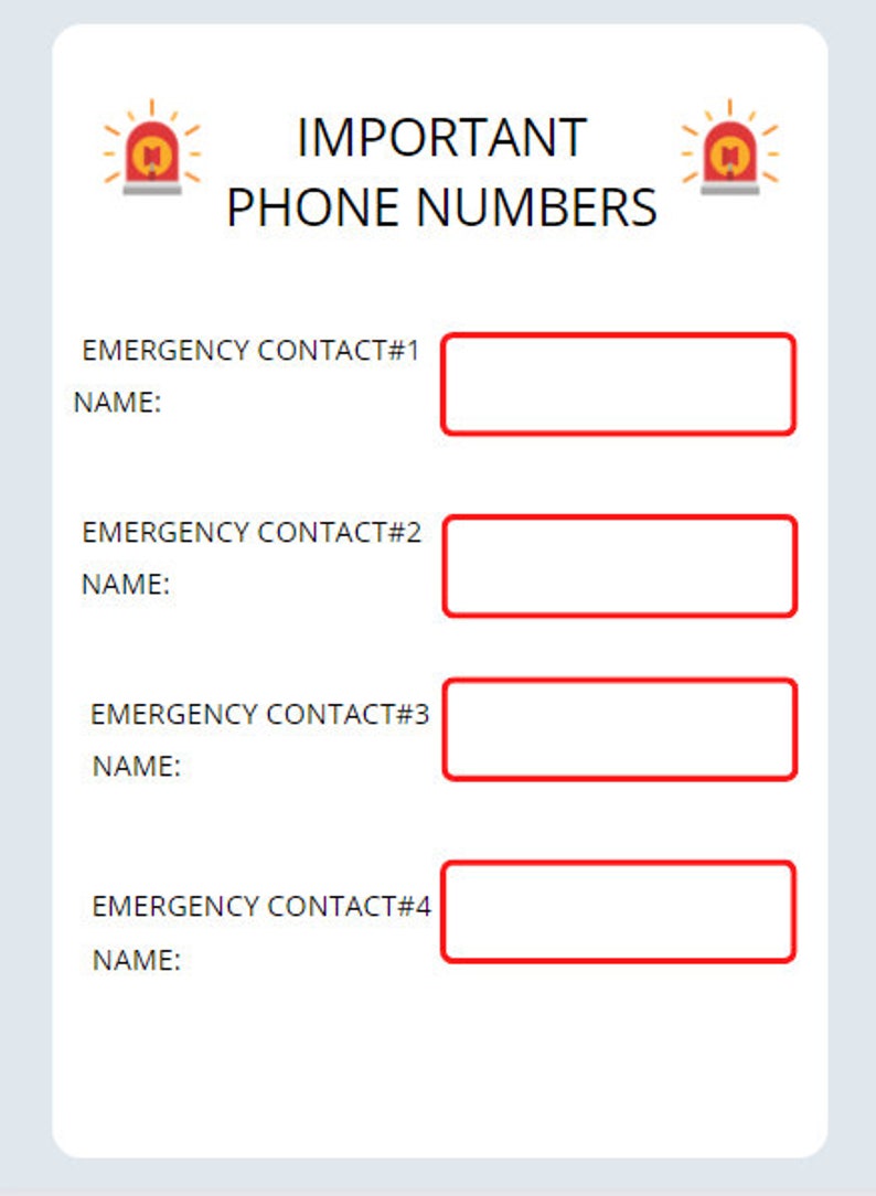 Essential Emergency Contact Sheet for Kids | Safety Guide for Parents ...