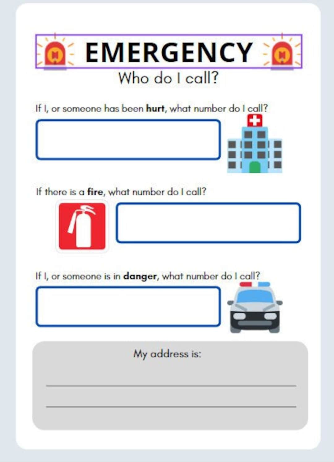 Essential Emergency Contact Sheet for Kids | Safety Guide for Parents ...