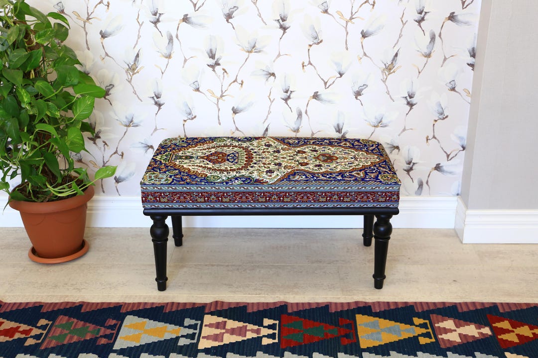Blue Entryway Seating, Bench Without Backrest, Farmhouse Bench, Hallway ...