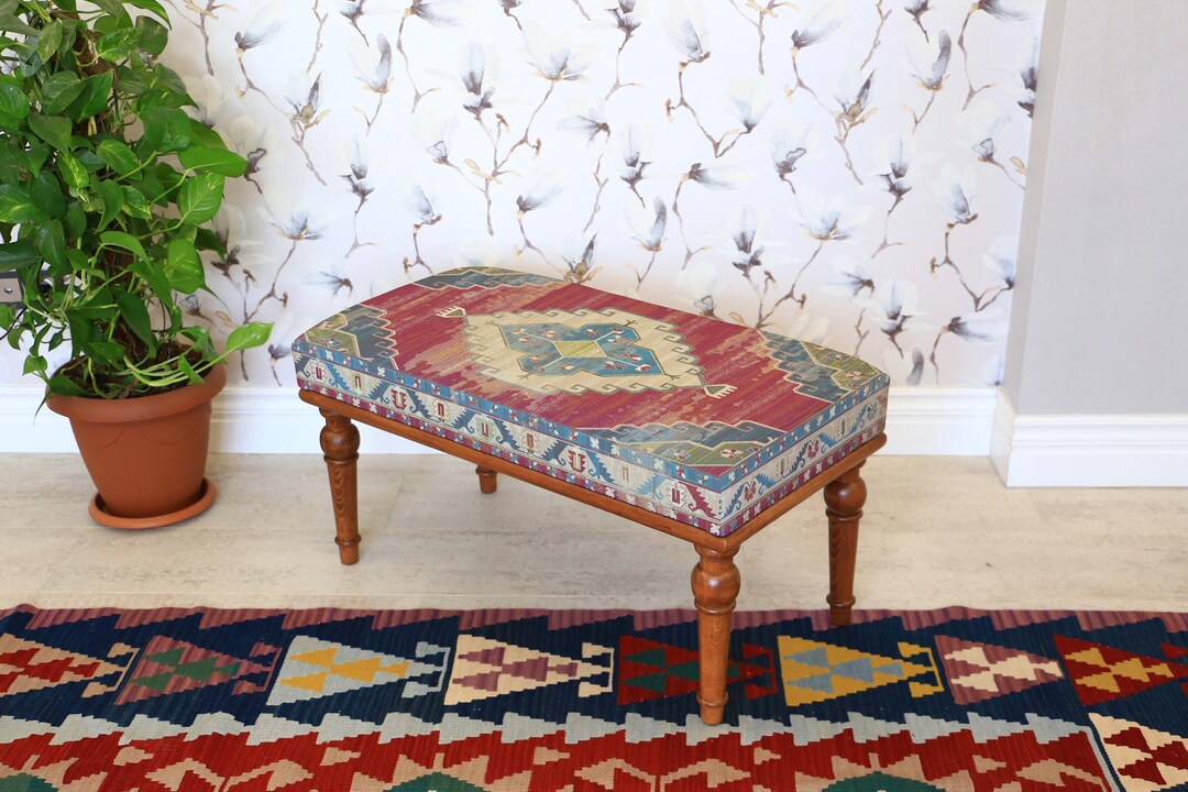 Rug Upholstered Vanity Bench, Home Decor, Housewarming Gift, Piano ...