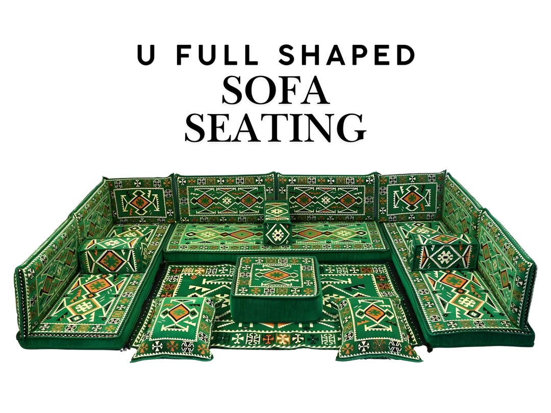 Green Kilim Sofa Seating, Traditional Floor Cushion, Yemen Majlis,l ...