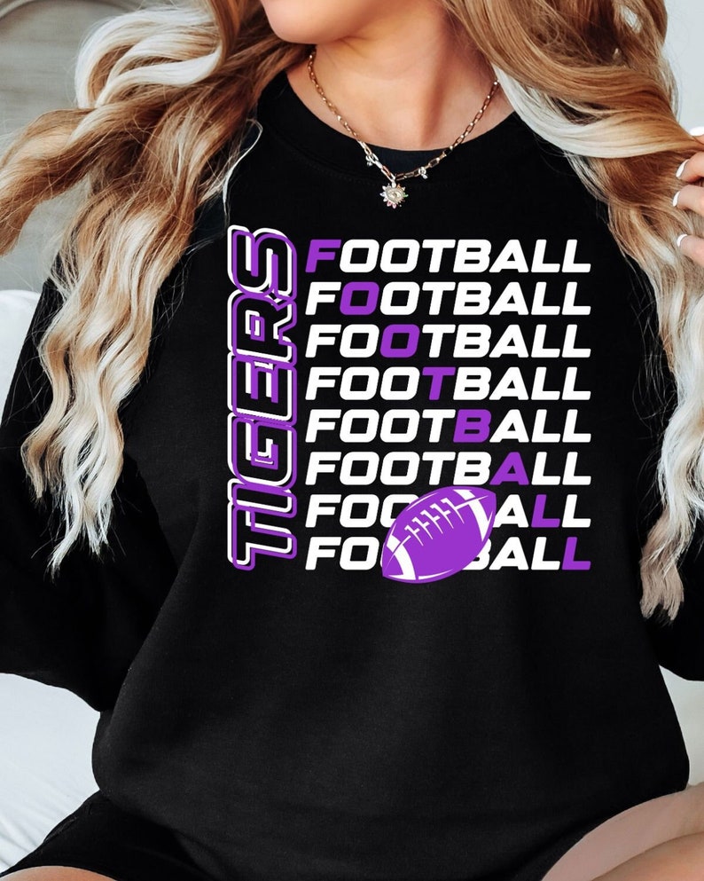 Tiger Football Shirt Tigers Mascot Custom Shirt Football Custom Team Name Shirt Football Mom ...