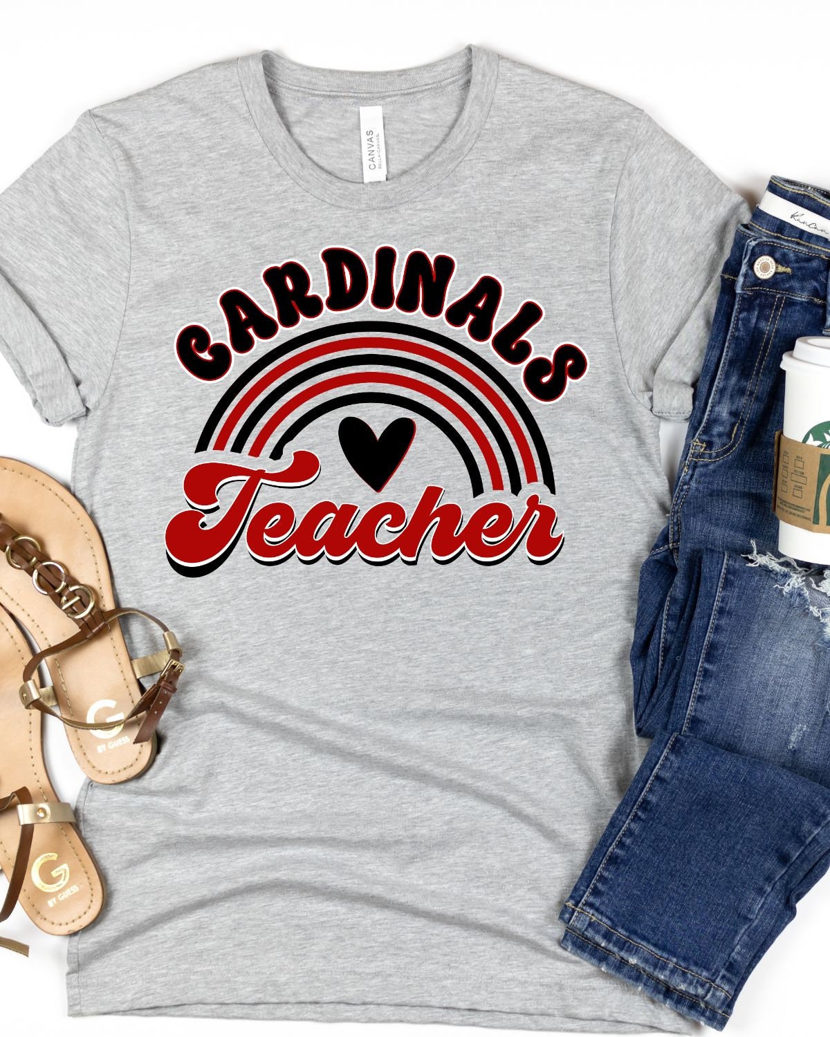 Cardinals Teacher Shirt Custom Teacher Rainbow Tshirt Teacher ...