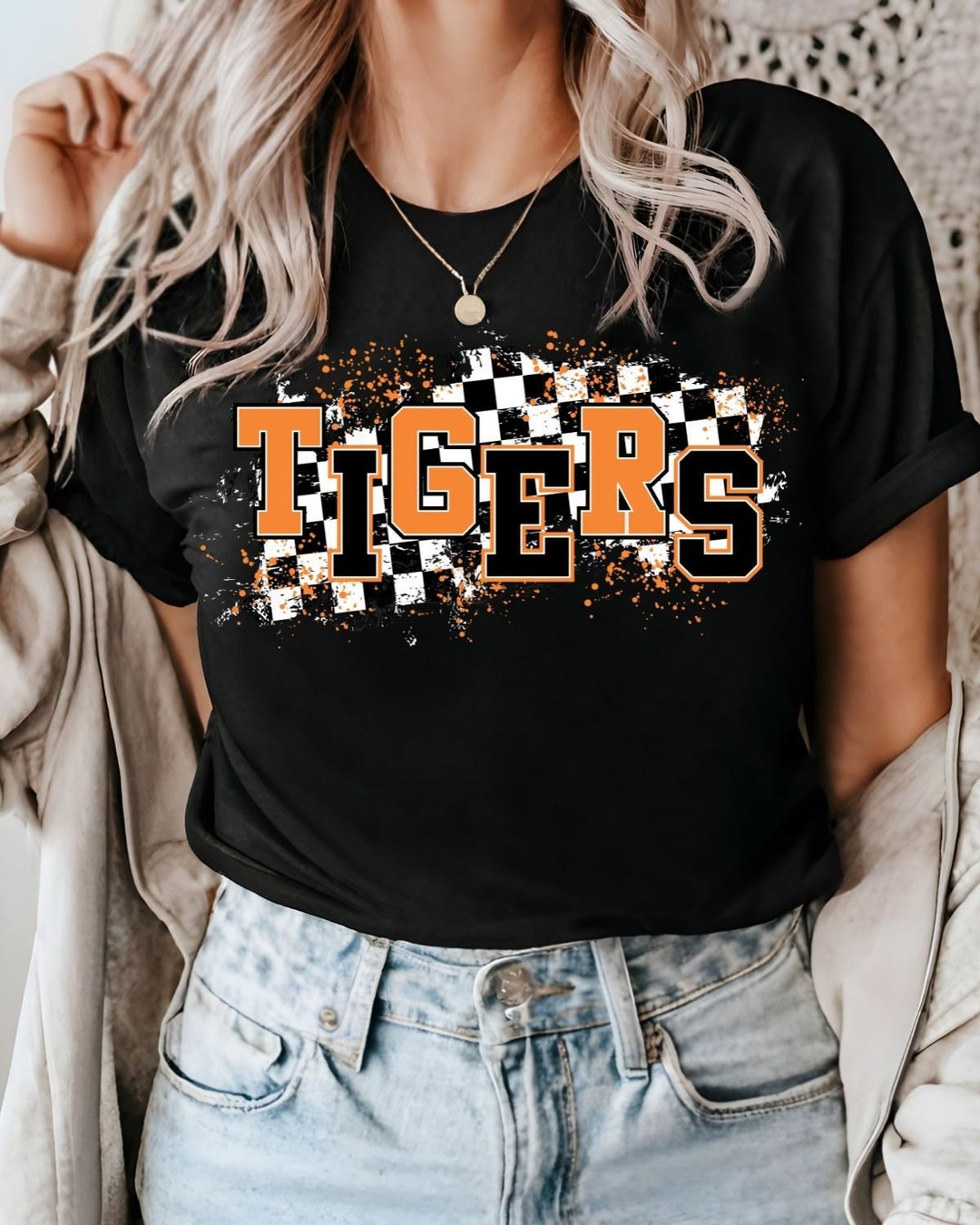 Tigers Shirt, Tiger Checkered Shirt, Tiger Pride Shirt, School Spirit Shirt, Football Mom Shirt ...