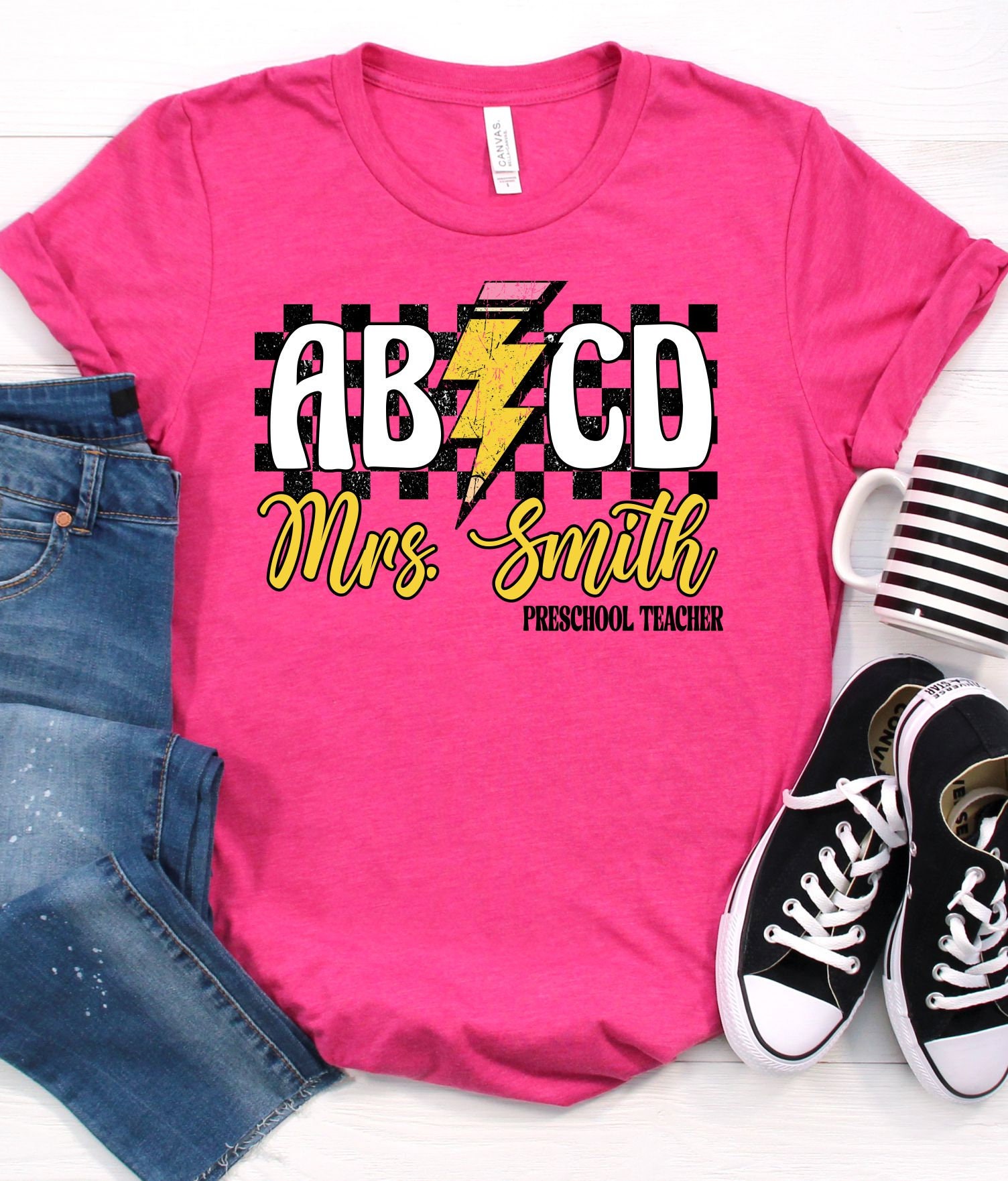 Personalized Teacher Shirt Custom Teacher Tshirt ABCD Teacher ...