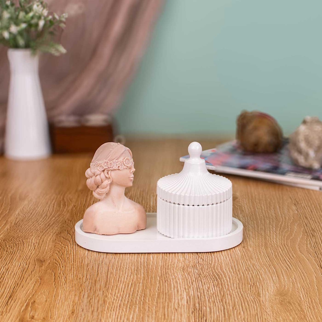 Handmade Gypsum Set / Blindfolded Woman Candle / Flower Lady Candle ...