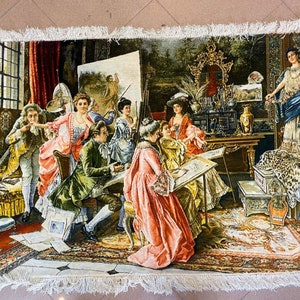Vintage Italy Tapestry, Renaissance Rug, Handmade Silk Rug, Masterpiece ...
