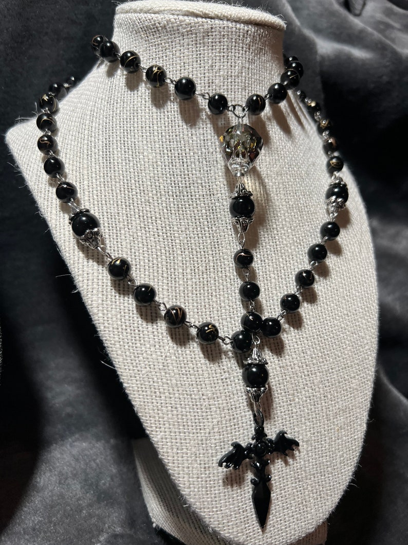 Gothic Black Rosary - Etsy