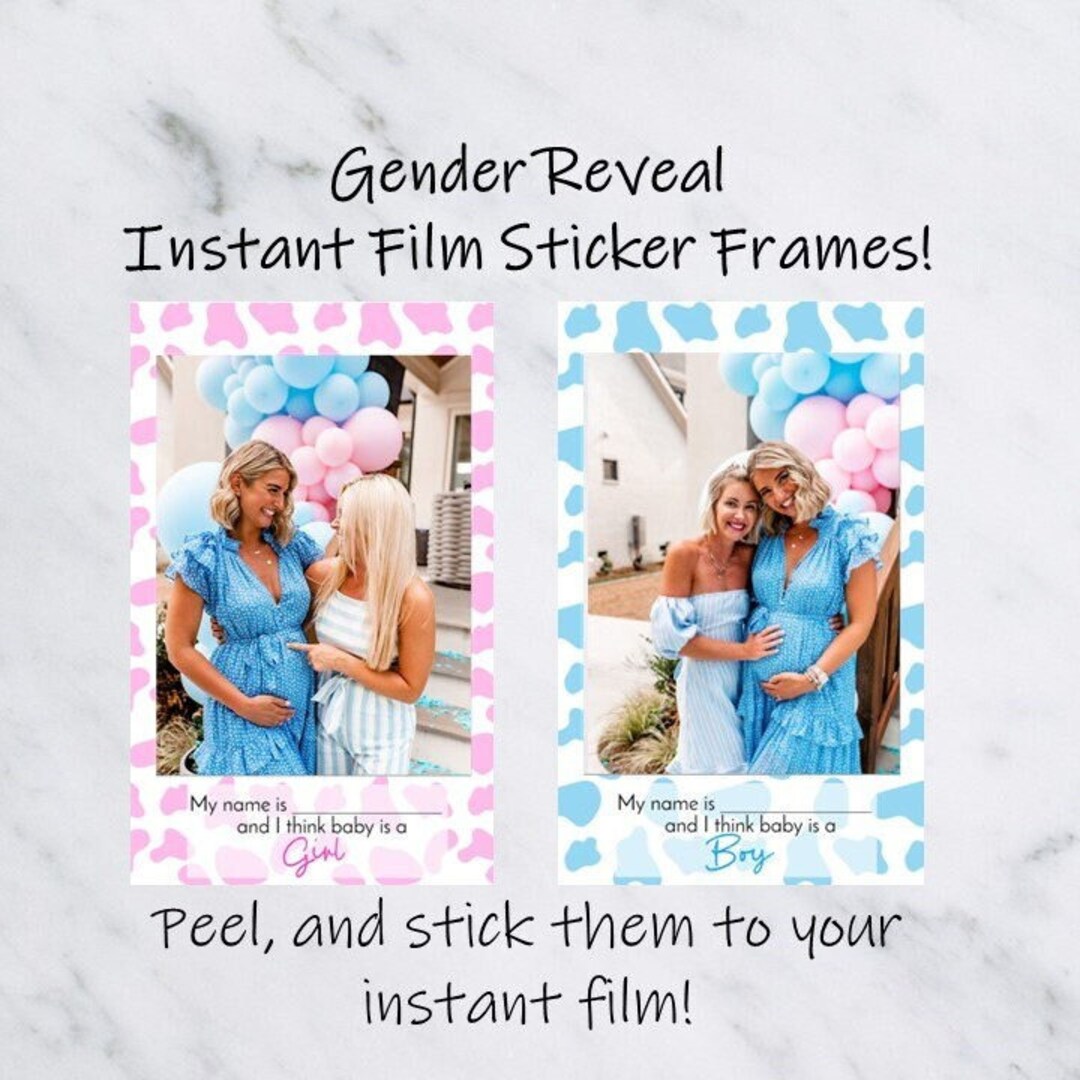 Cow Themed Gender Reveal Sticker Frames Gender Reveal Party - Etsy