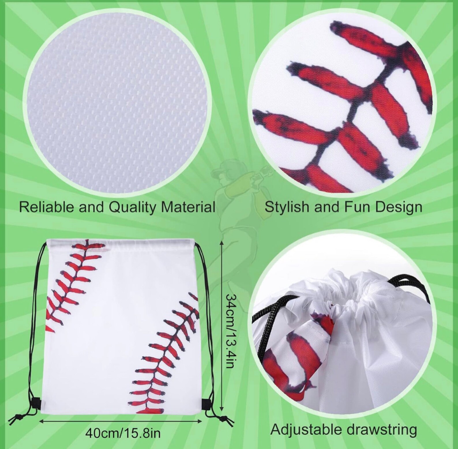 Baseball Sport Drawstring Bag - Etsy
