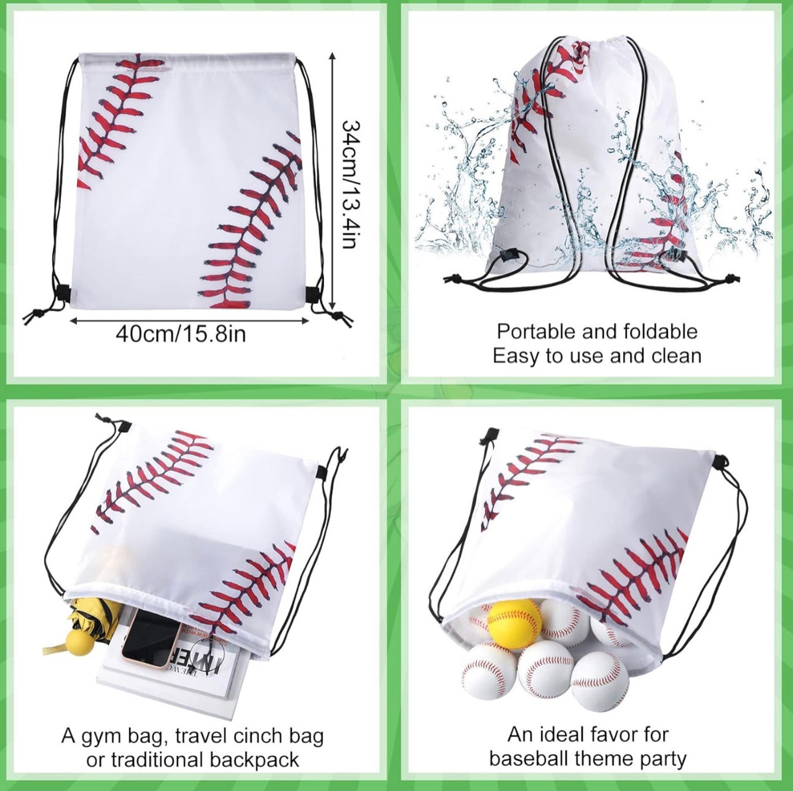 Baseball Sport Drawstring Bag - Etsy