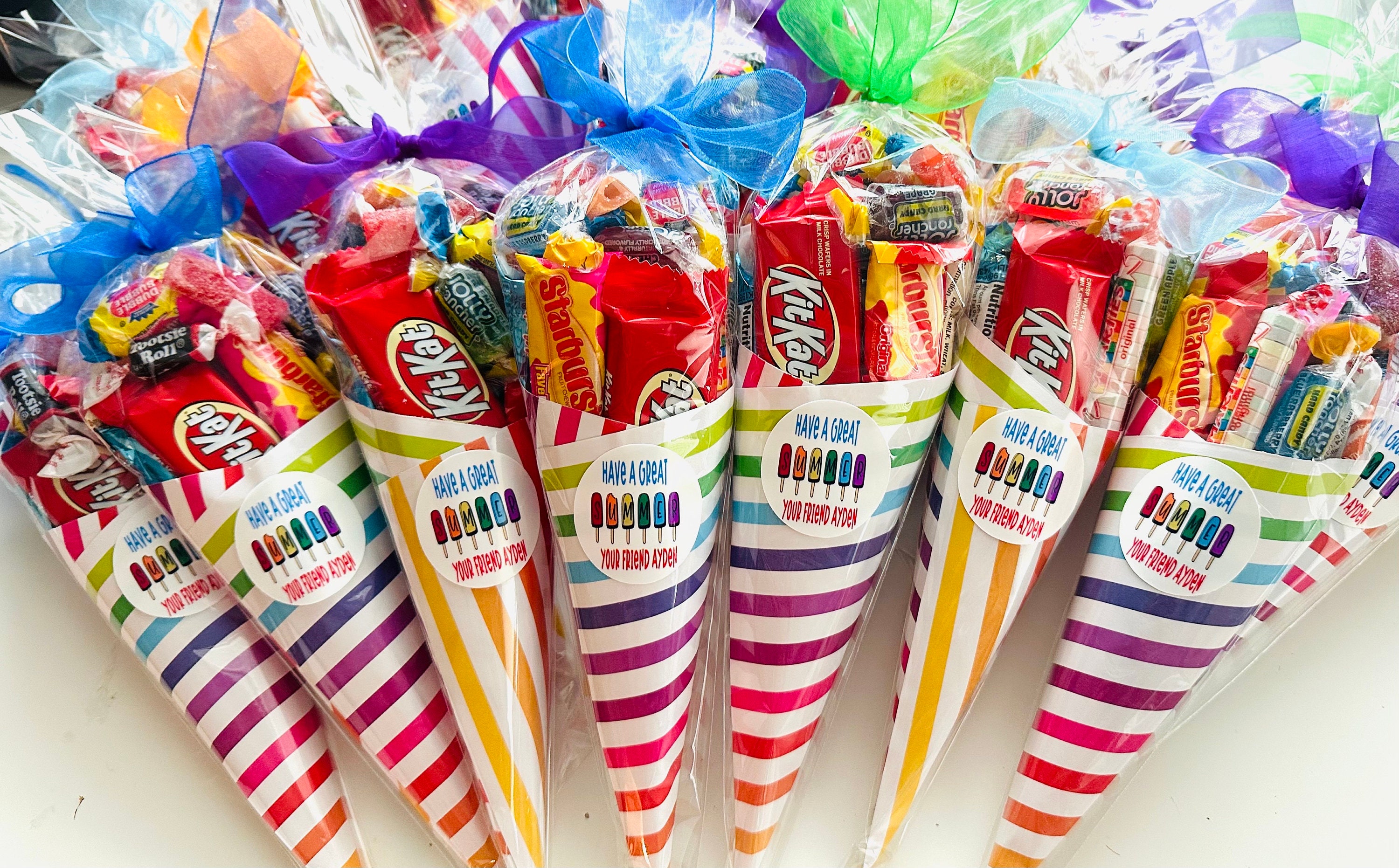 One Custom Candy Cones: Birthday Party Favors With Stickers/employee ...