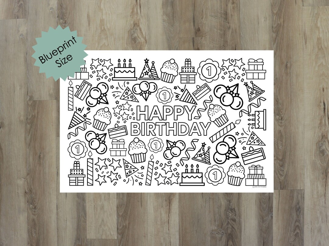KIDS BIRTHDAY Giant Coloring Page, Birthday Coloring Poster, Birthday ...